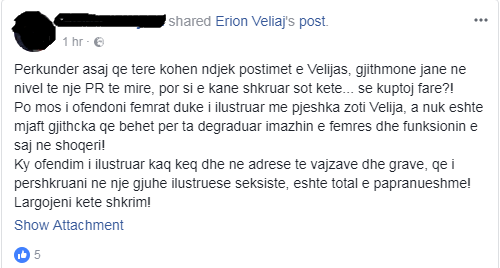 Erion Veliajt i quan gratë “pjeshka”, postimi i tij ngjallë reagime ...