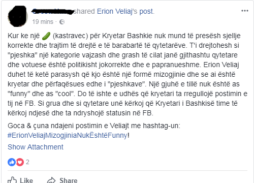 Erion Veliajt i quan gratë “pjeshka”, postimi i tij ngjallë reagime ...